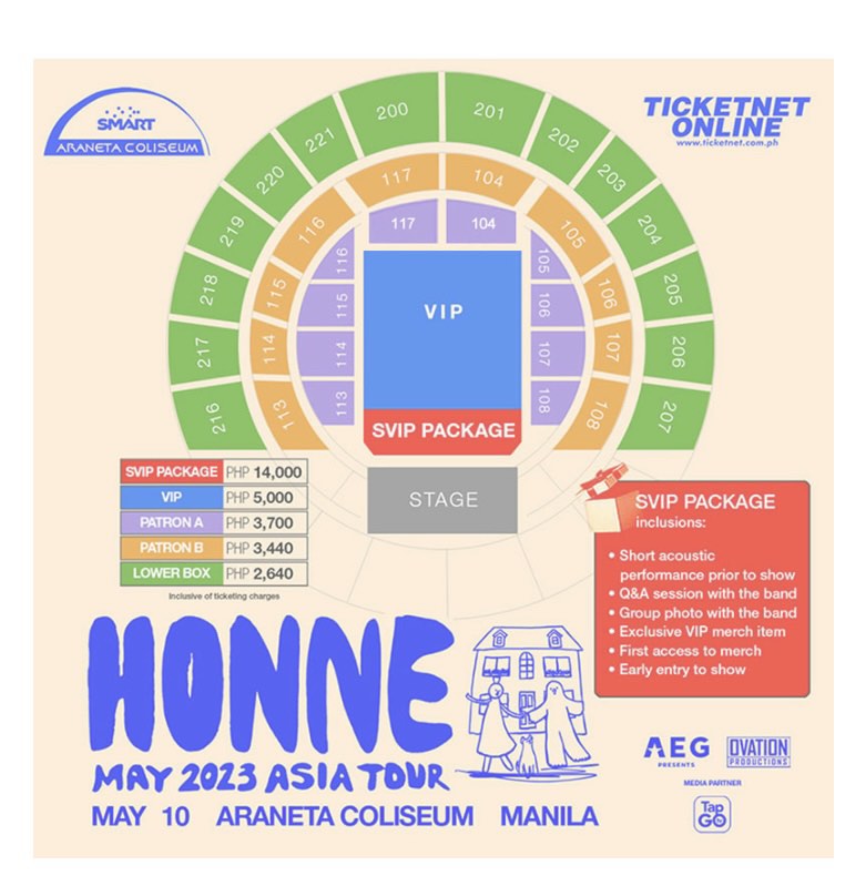 Honne Asia Tour Manila Lower Box ticket, Tickets & Vouchers, Event ...