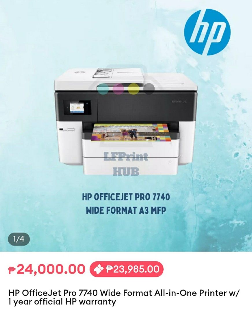 Hp Office Jet Pro 7740 Wide Format All in One Printer, Computers & Tech ...