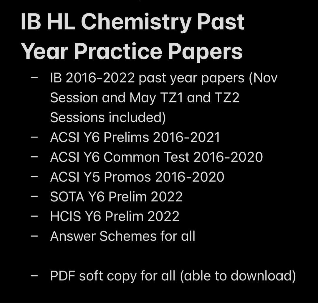 IB HL Chemistry Past Year Papers and Notes, Hobbies & Toys, Books ...