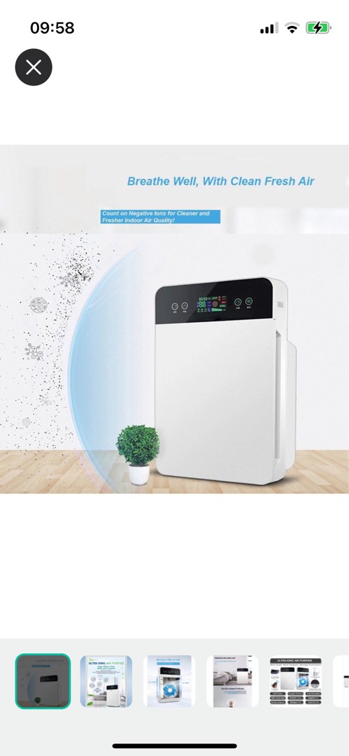 Ionic Air Purifier HEPA 10 Ultra Filtration, TV & Home Appliances, Air ...