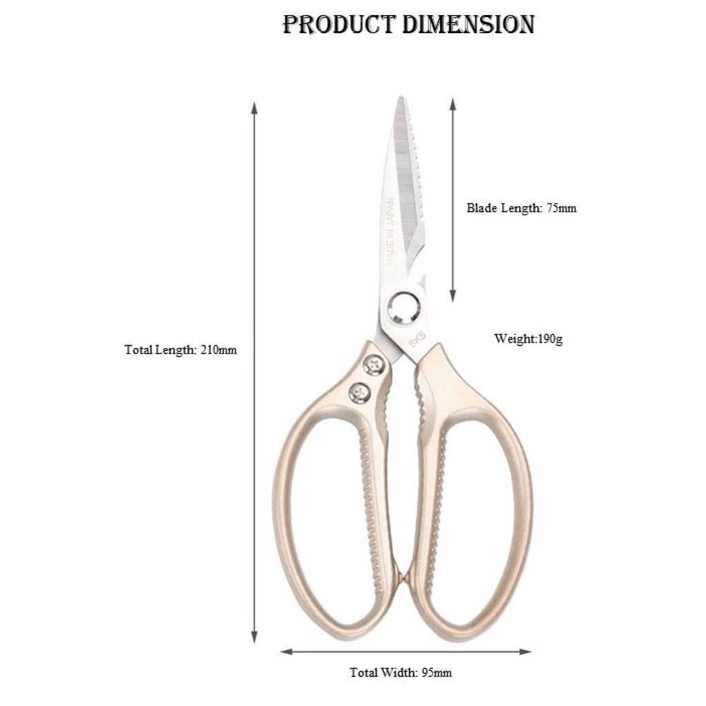 Japanese SK-5 Carbon Tool Steel Kitchen Bone Cutter Scissor - Gold ...