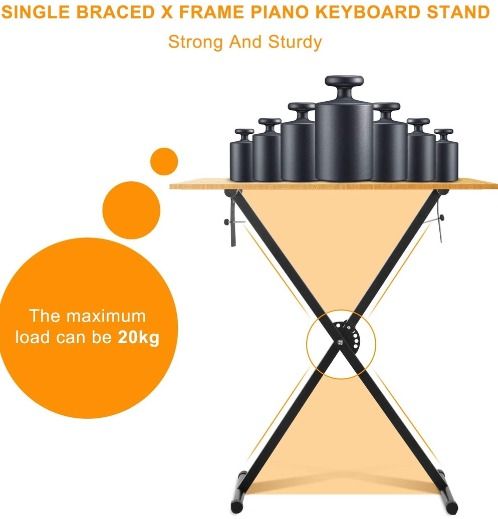 Keyboard Stand with Locking Strap 49-97cm 7 Adjustable Height Single ...