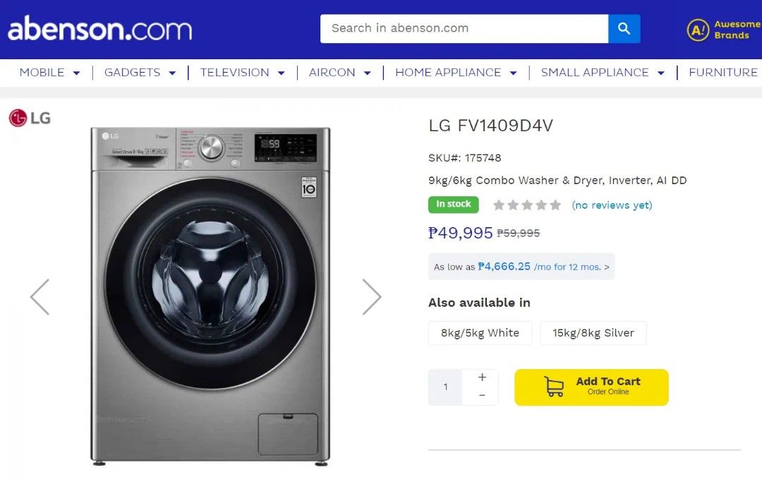 LG Front Load Washing Machine, TV & Home Appliances, Washing Machines ...