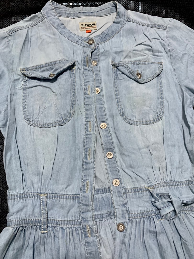 Light Wash, Soft Denim Full Denim Dress with Belt on Carousell