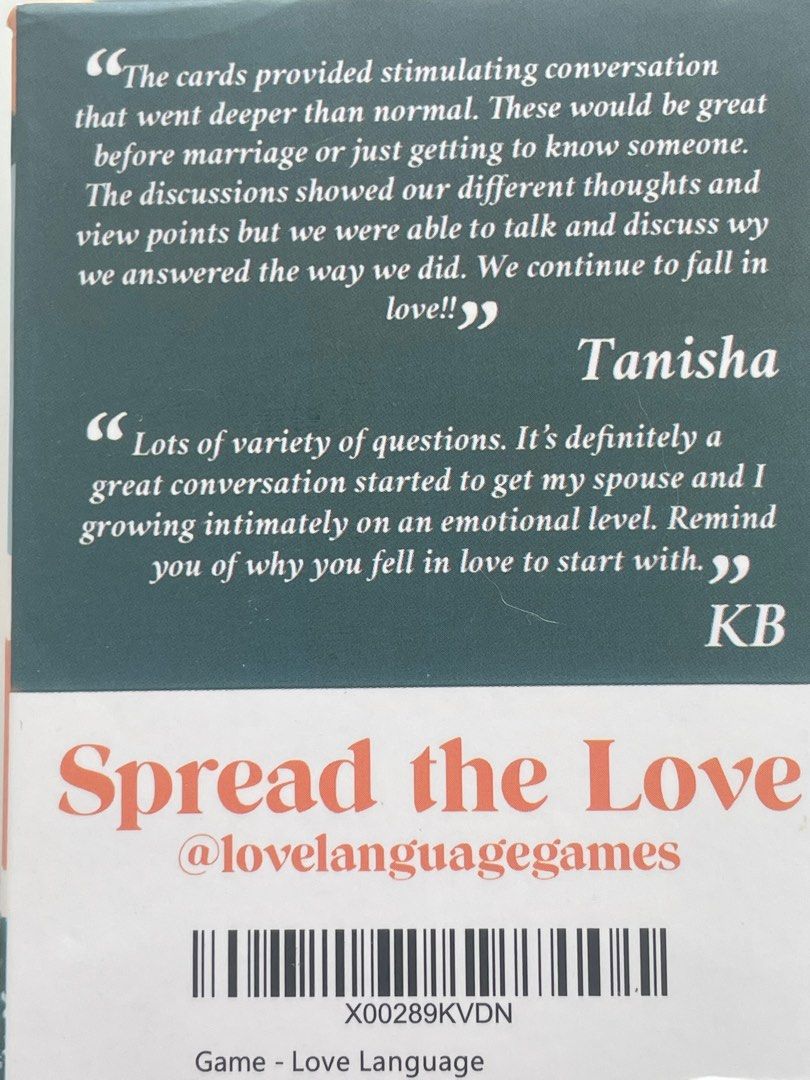 Love language cards for relationship, Hobbies & Toys, Toys & Games on ...