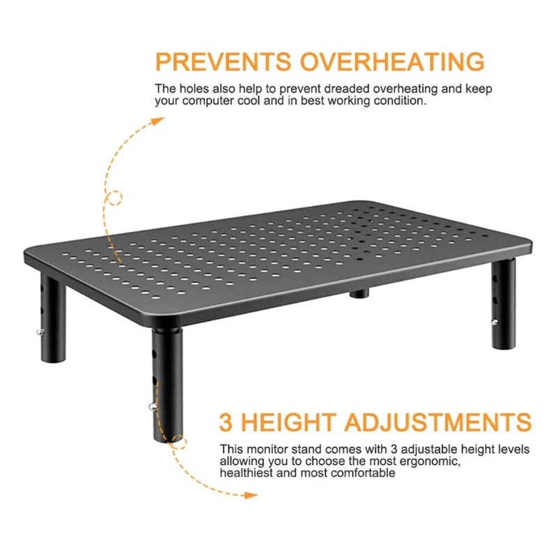 Monitor Stand 3 Height Adjustable Monitor Stand Ergonomic Metal Monitor ...