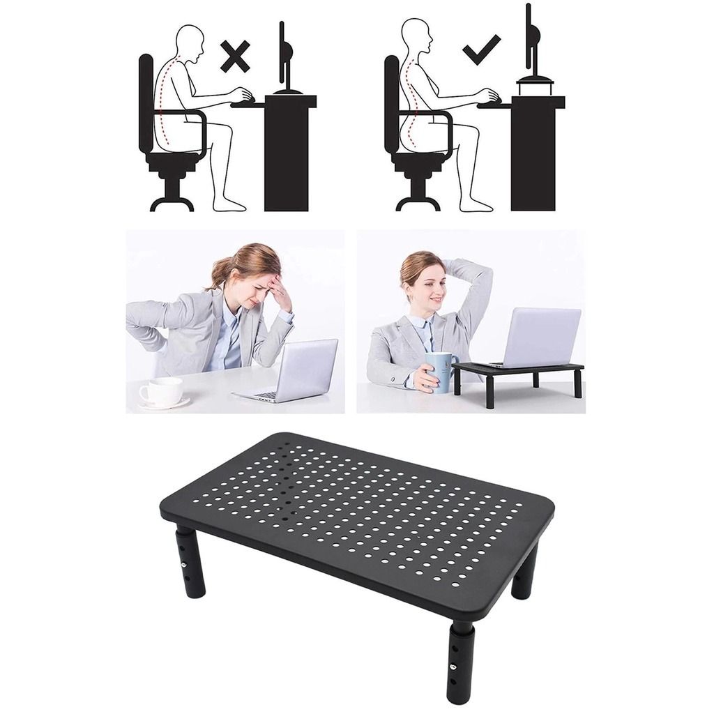Monitor Stand 3 Height Adjustable Monitor Stand Ergonomic Metal Monitor ...