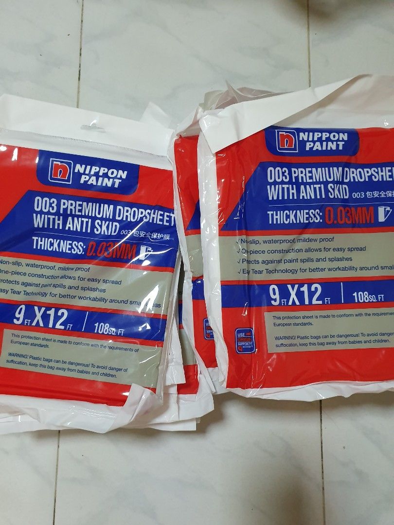 Nippon Paint Dropsheet with Anti Skid, Furniture & Home Living, Home ...