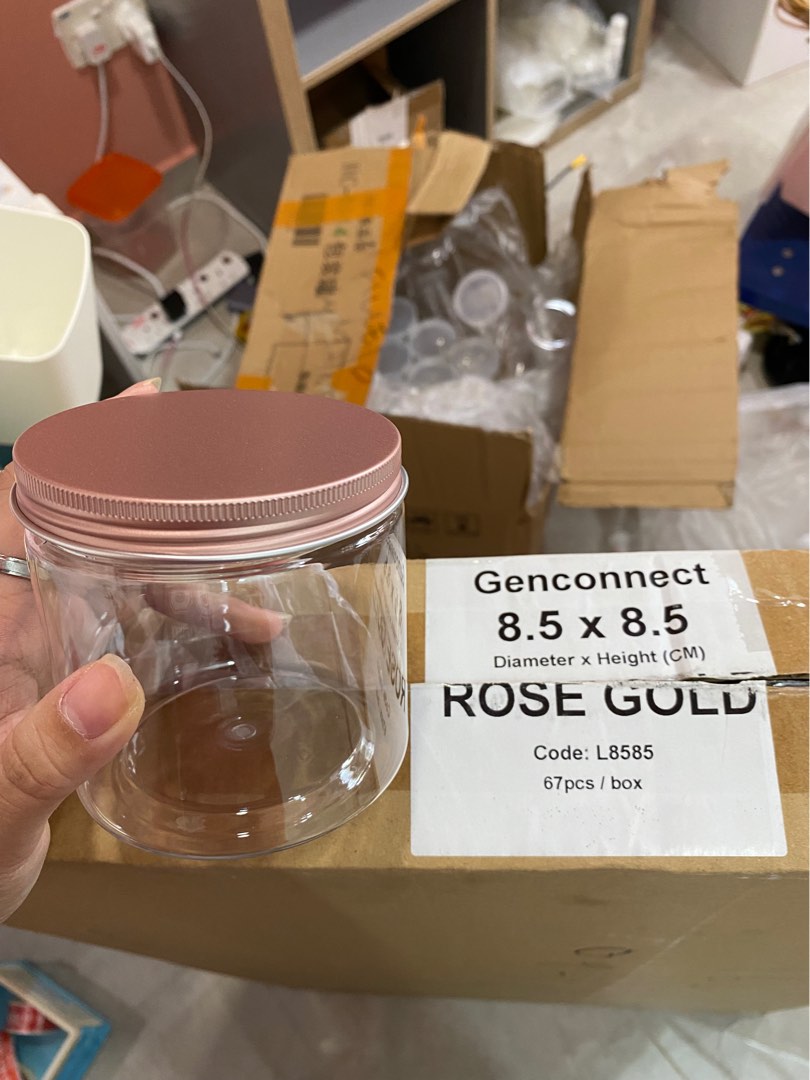 Plastic Containers with Rose Gold Lids, Furniture & Home Living, Home ...