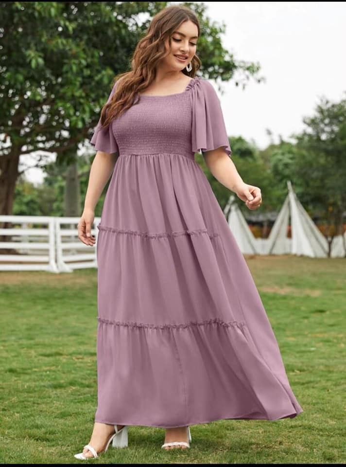 Plus size square neck long dress, Women's Fashion, Dresses & Sets ...