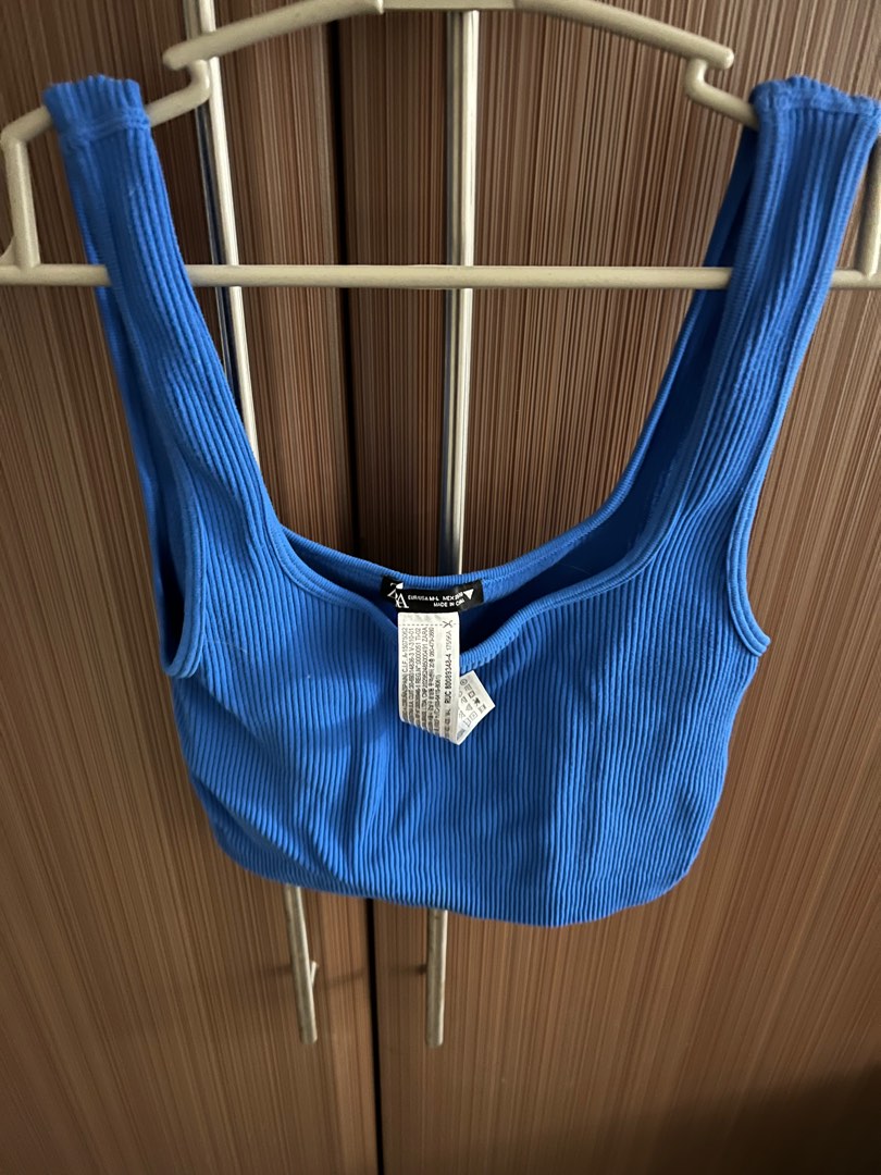 Royal blue ribbed tank from Zara M-L, Women's Fashion, Tops, Sleeveless ...