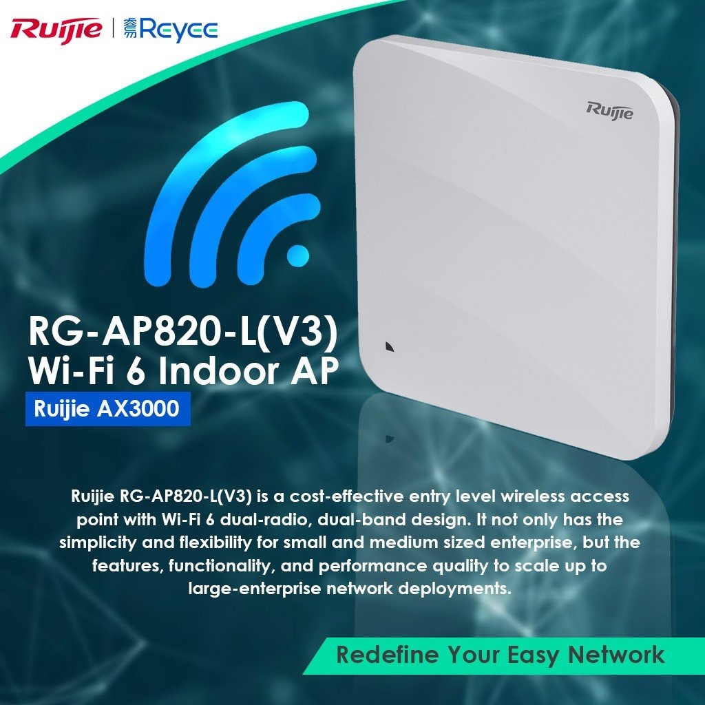 Ruijie RG-AP820-L(V3) AX3000 Wi-Fi 6 Dual-Band Gigabit Ceiling/Wall ...