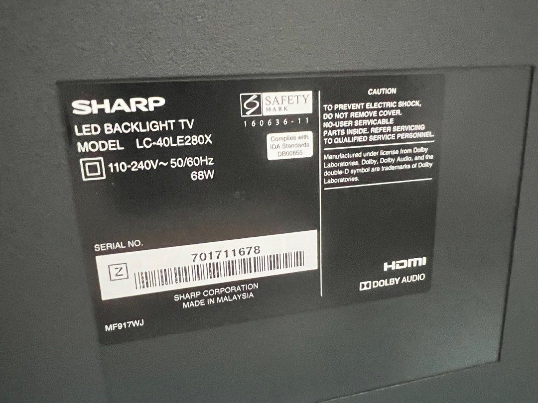 SHARP 40 inch TV, TV & Home Appliances, TV & Entertainment, TV on Carousell