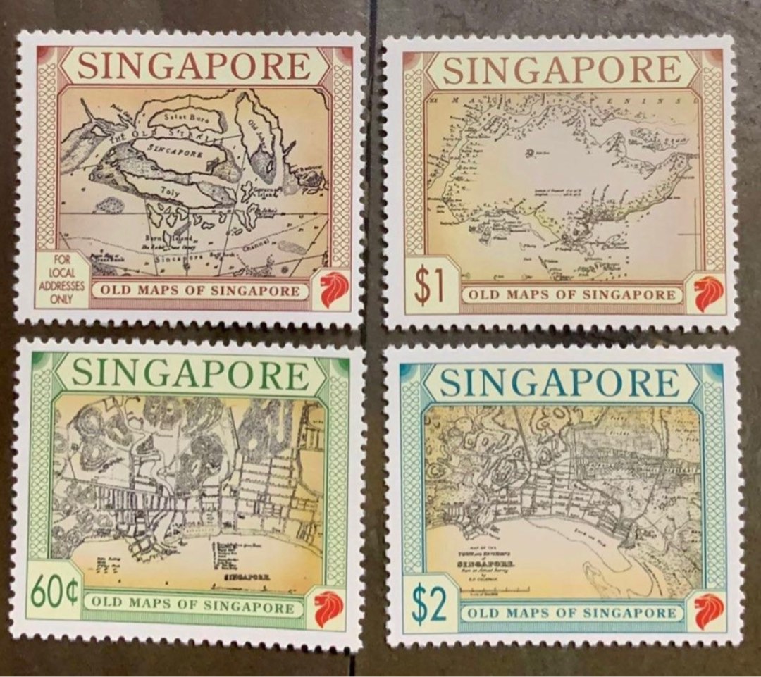 Singapore stamps 1996 collection of vintage old maps of Straits ...