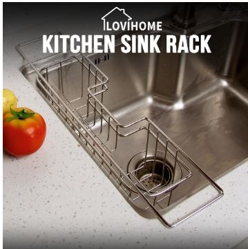 Stainless Steel Kitchen Sink Rack Shelving Sponge Drainer Organiser ...