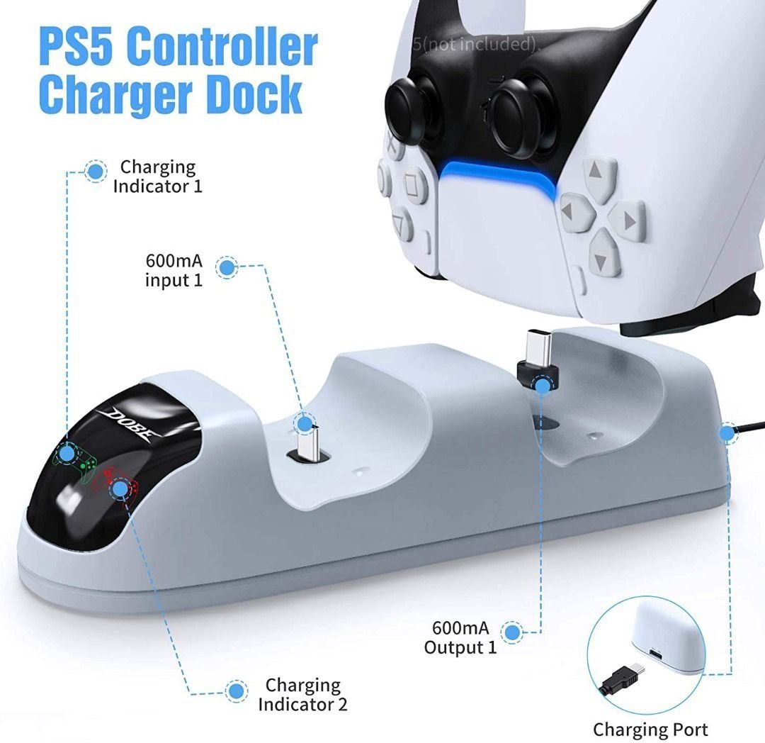 T243 Charger for PS5 Controller, Charger Station Dual USB Controller ...