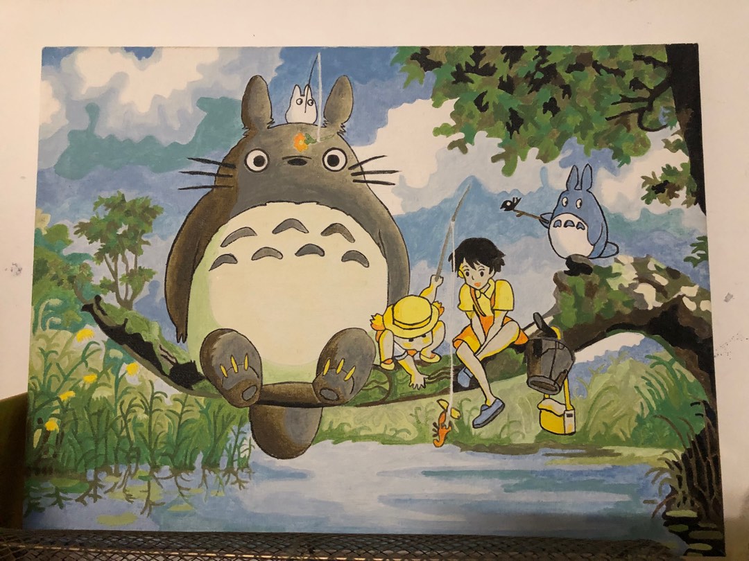 Totoro Canvas Painting, Hobbies & Toys, Stationery & Craft, Art ...