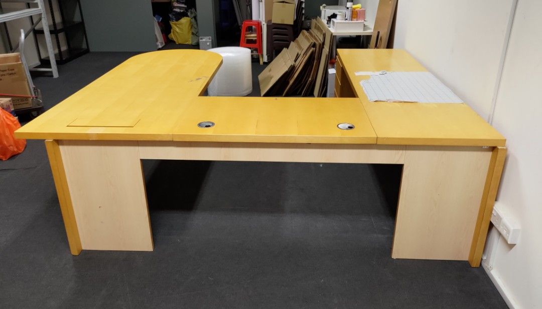 U Shape Table With 3 Drawers, Furniture & Home Living, Furniture, Other ...