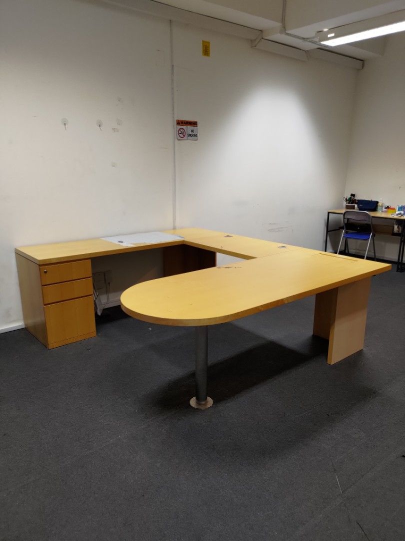 U Shape Table With 3 Drawers, Furniture & Home Living, Furniture, Other ...