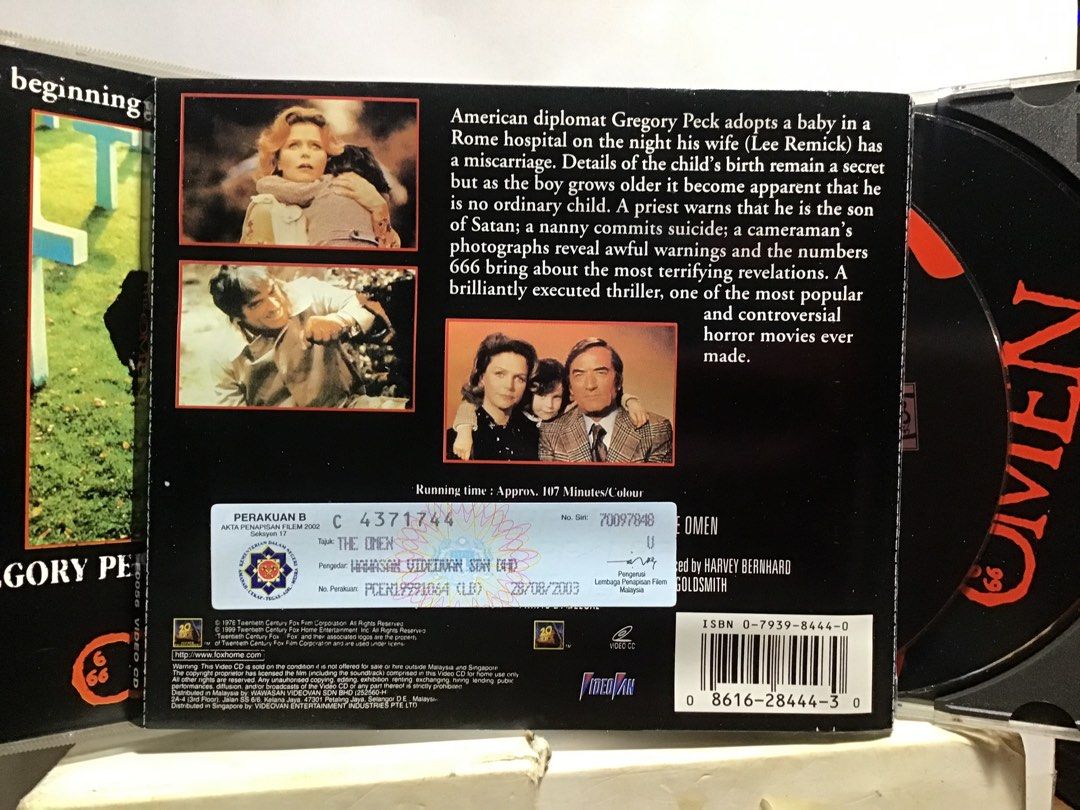 VCD The Omen 666 OOP DOUBLE DISC HORROR CLASSIC Anubis, Hobbies & Toys ...