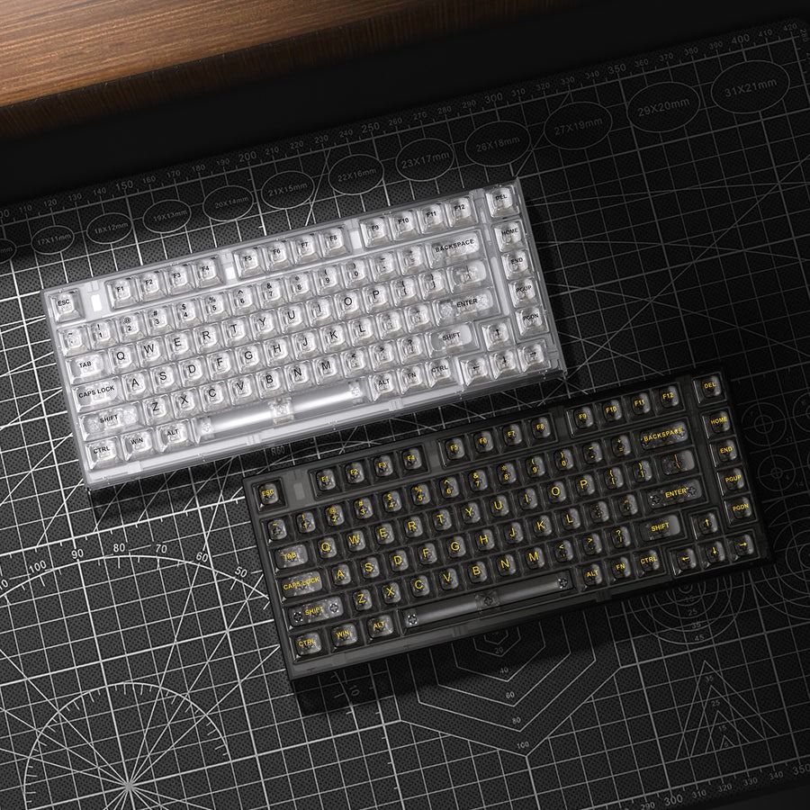 XINMENG X75 冰感全透明 RGB音樂律動 客製化機械鍵盤(82鍵5針熱插拔) Type-C即插即用(全鍵無衝) 鍵線分離設計 82粒 ...