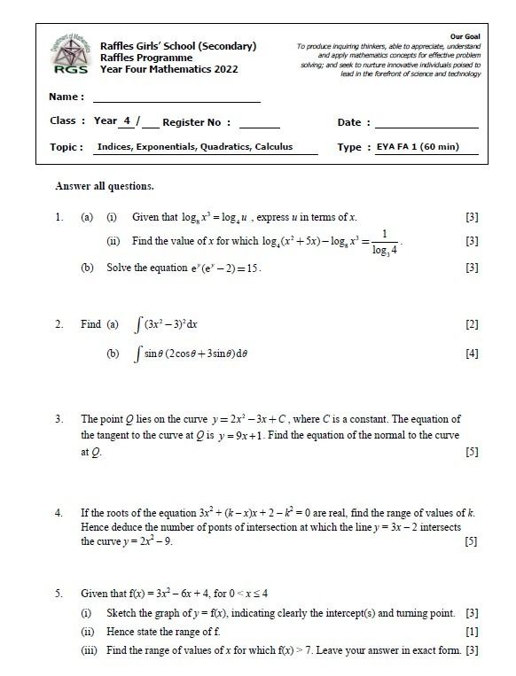 IP Math chemistry physics / RI RGS Year 1 2 3 4 Math Revision ...