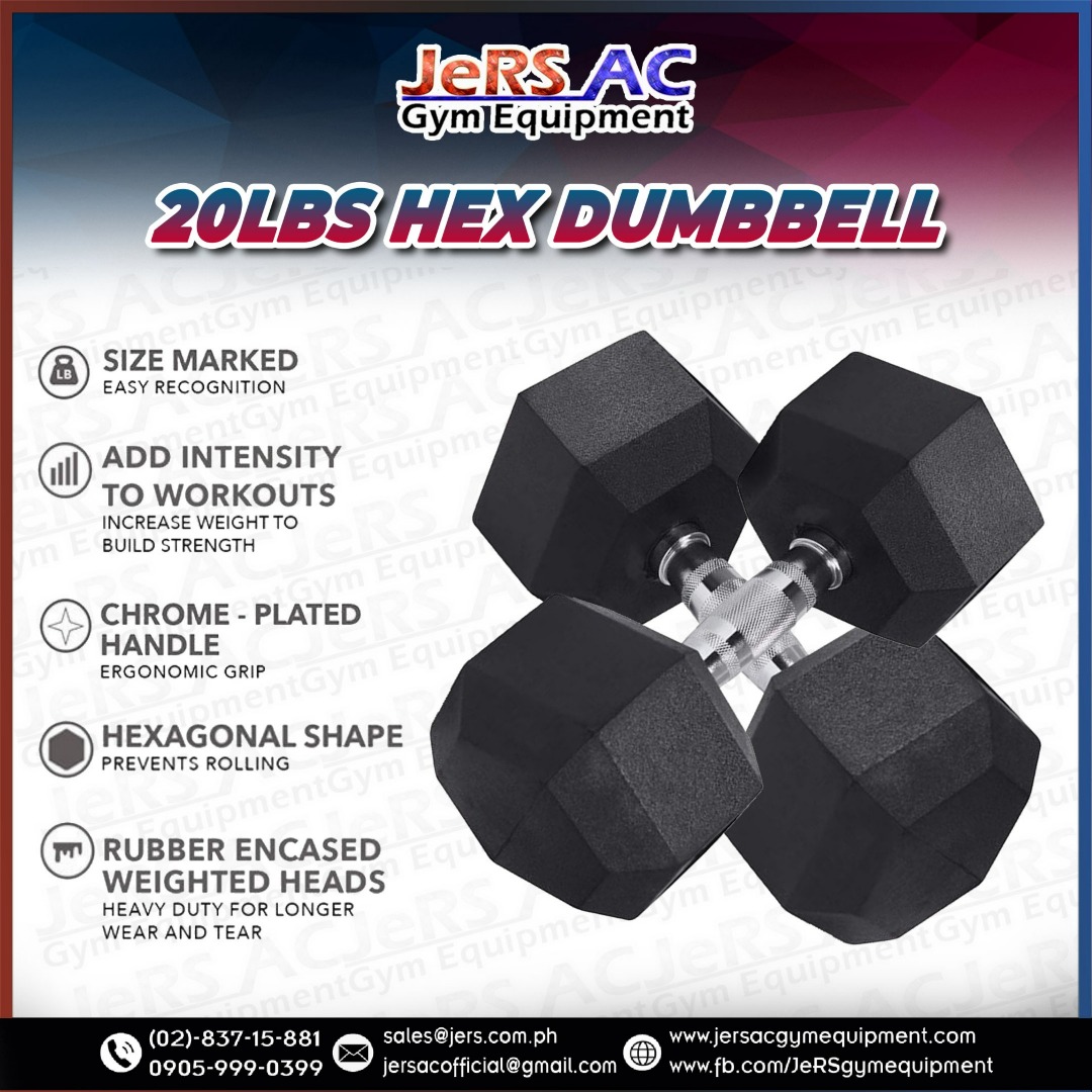 20lbs Hex Dumbbells Pair, Sports Equipment, Exercise & Fitness, Weights ...