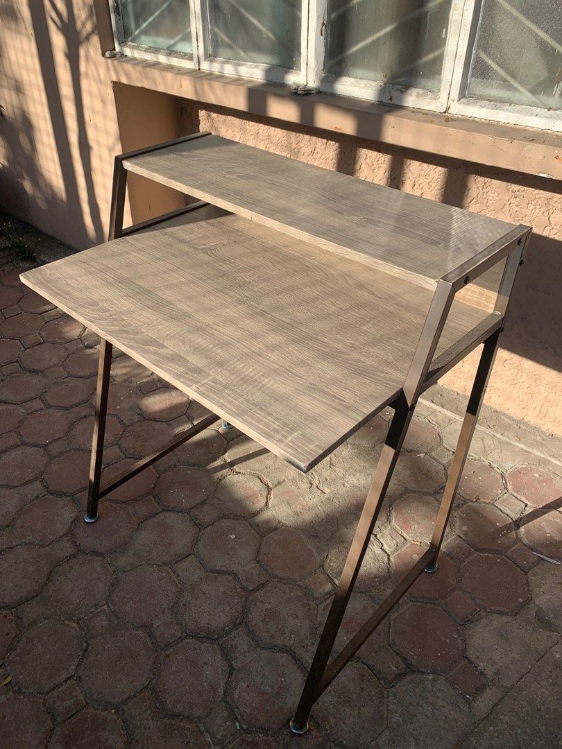 2 Tier Layer Wooden Desktop Computer Study Table/Desk, Furniture & Home ...