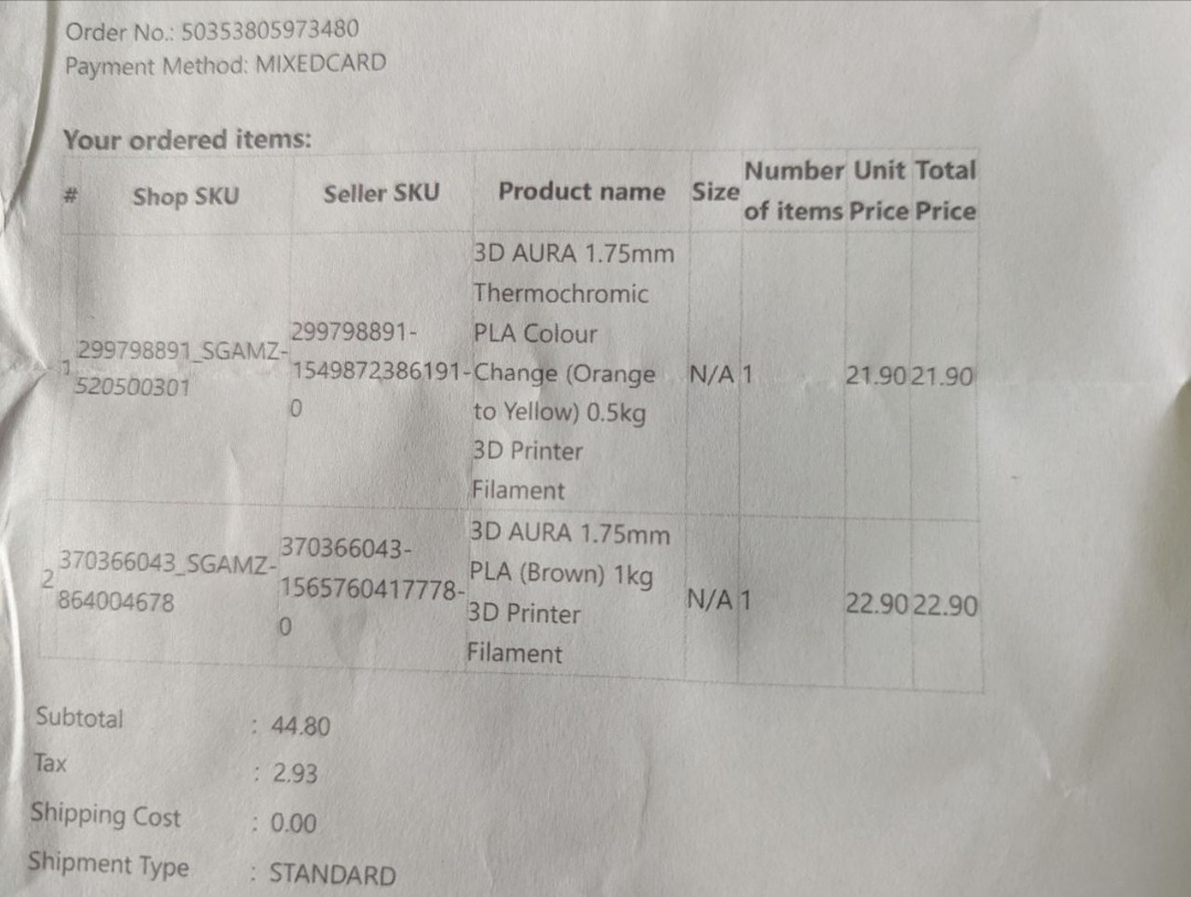 3D AURA Filament, Computers & Tech, Parts & Accessories, Other ...