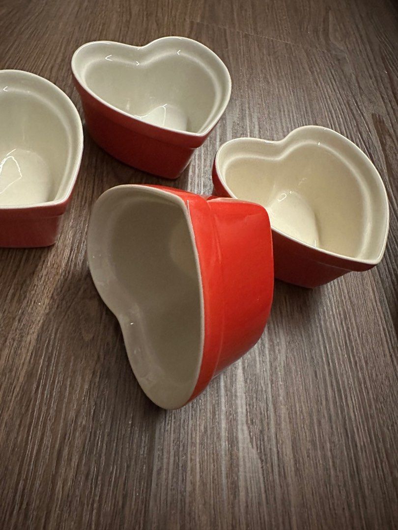 4 X Heart shaped ramekins, Furniture & Home Living, Kitchenware ...