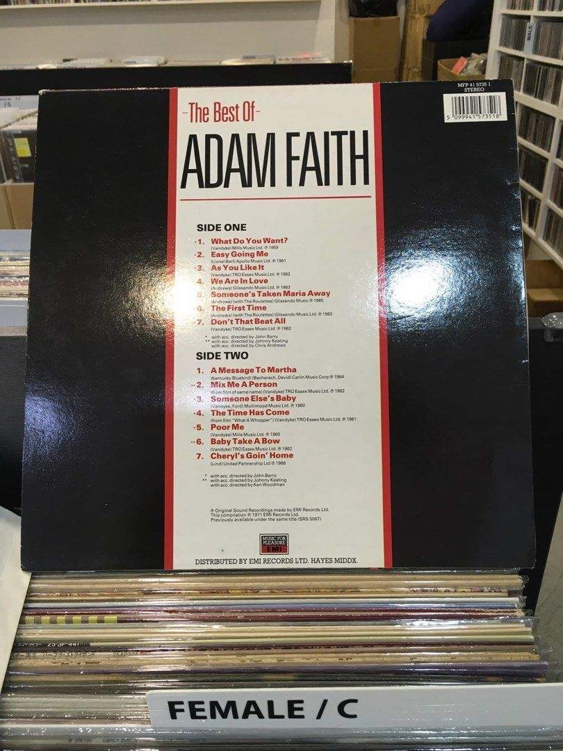 Adam Faith - The Best Of lp, Hobbies & Toys, Music & Media, Vinyls on ...