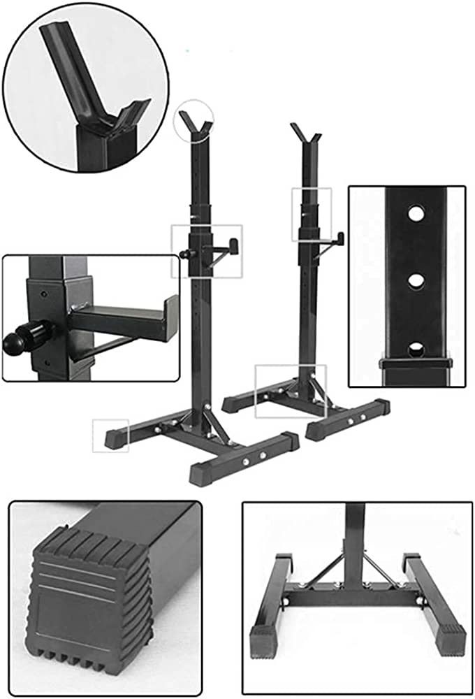 Adjustable Split Squat Rack Solid Steel Squat Stands Barbell Free-press ...