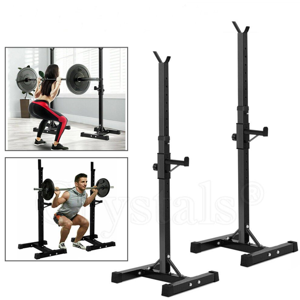 Adjustable Split Squat Rack Solid Steel Squat Stands Barbell Free-press ...