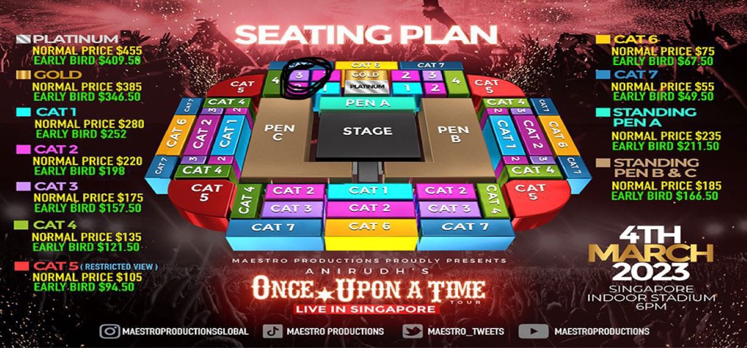 Anirudh concert Cat 3 1 pax, Tickets & Vouchers, Event Tickets on Carousell