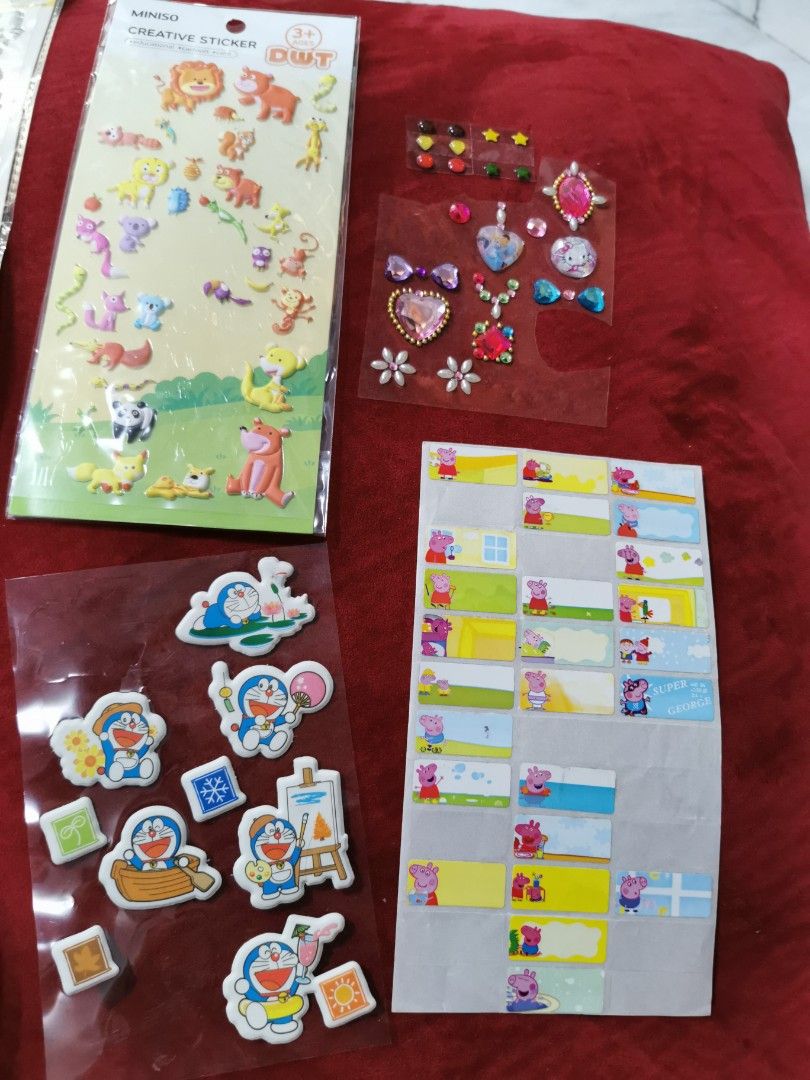 Assorted sticker Peppa pig, miniso, Doraemon, diamond, Hobbies & Toys ...