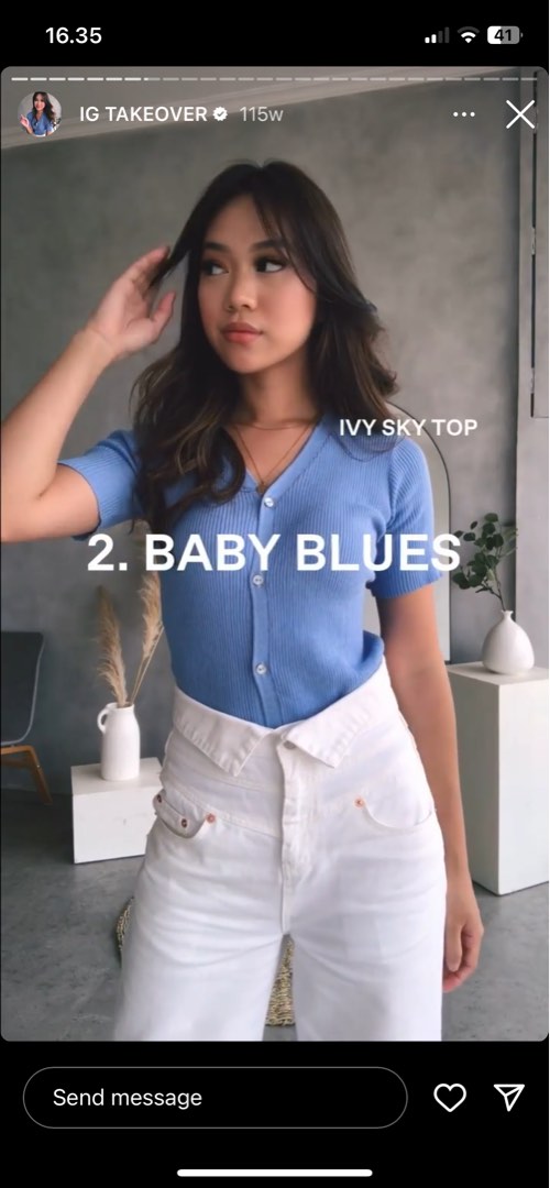 ATS The Label - IVY Top Baby Blue, Fesyen Wanita, Pakaian Wanita, Atasan di Carousell