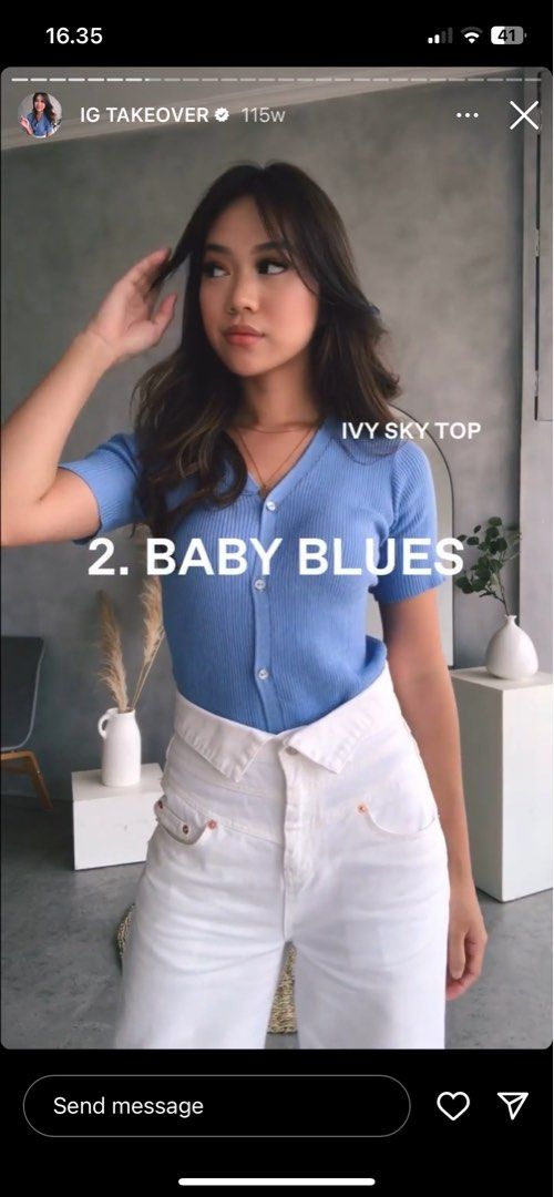 ATS The Label - IVY Top Baby Blue, Fesyen Wanita, Pakaian Wanita, Atasan di Carousell