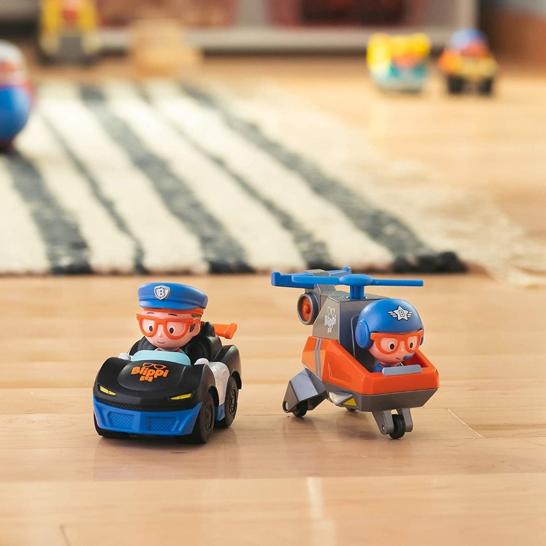 Blippi Mini Vehicles, Including Police Car and Helicopter, Each with a ...