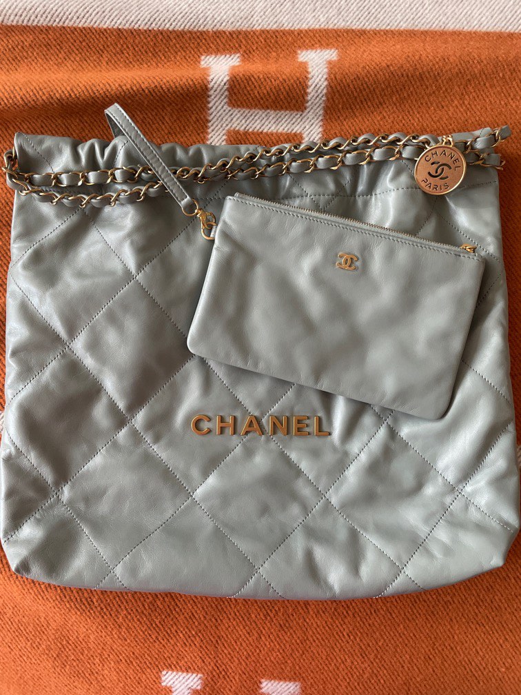 Chanel 22 medium calfskin grey 23C on Carousell