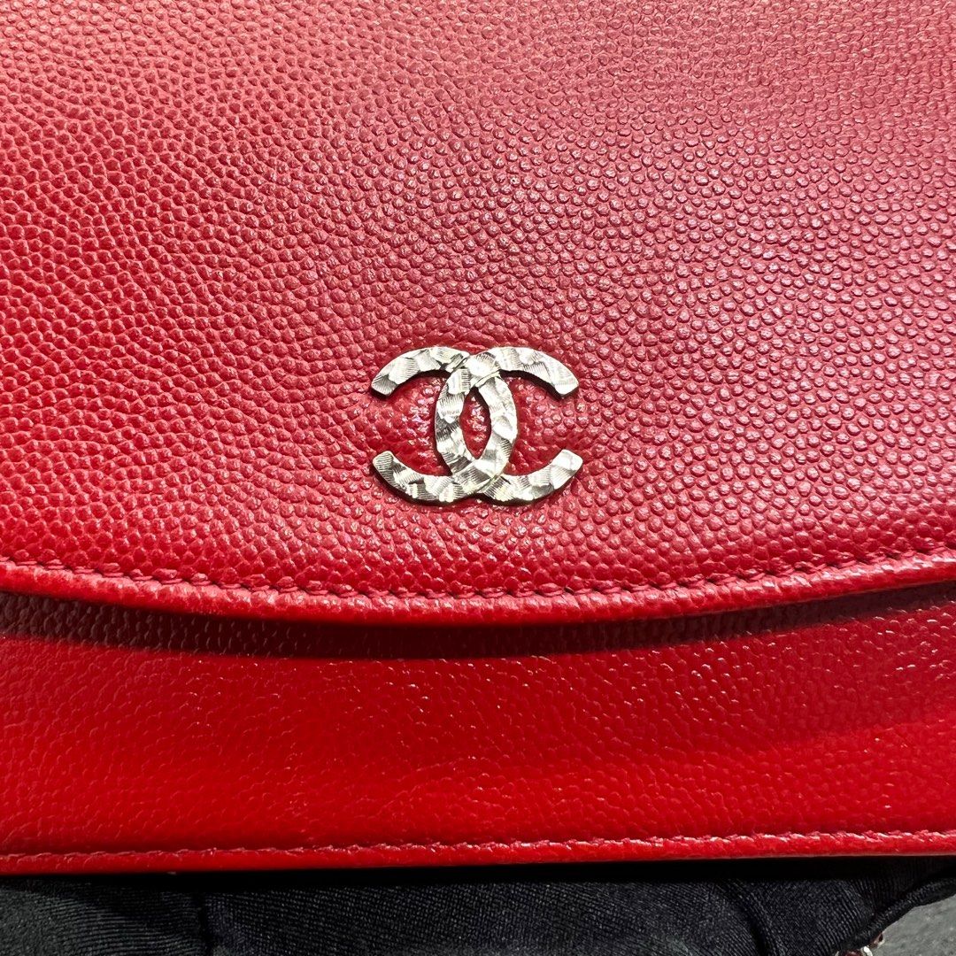 Chanel WOC Sevruga Red Caviar SHW, Luxury, Bags & Wallets on Carousell