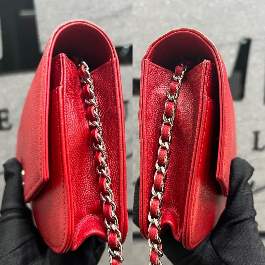 Chanel WOC Sevruga Red Caviar SHW, Luxury, Bags & Wallets on Carousell