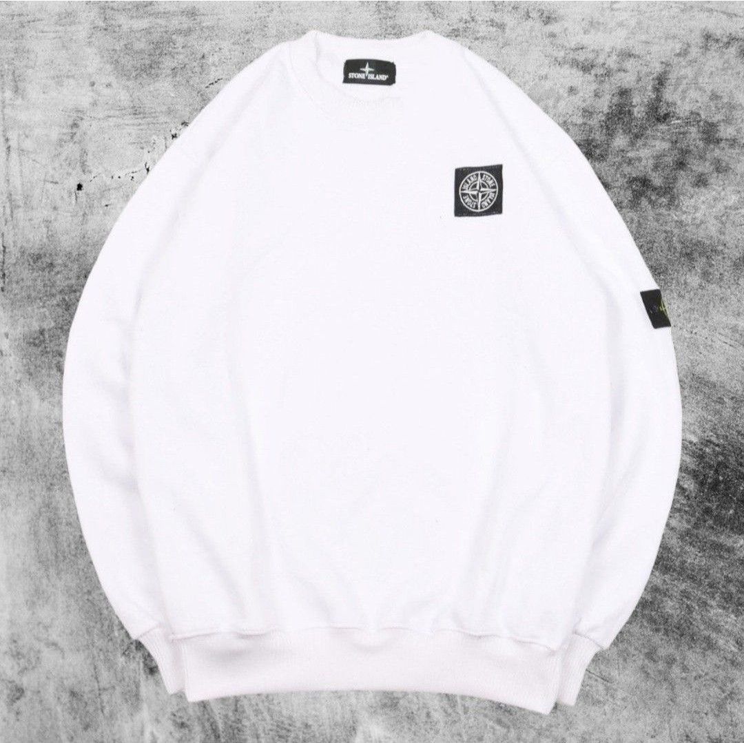 Crewneck Stone Island Putih, Fesyen Pria, Pakaian , Baju Luaran di ...