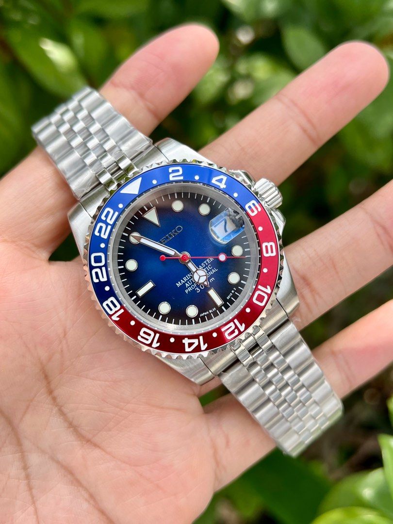 Custom Seiko Pepsi Mod (NH35 Automatic movement), Men's Fashion ...