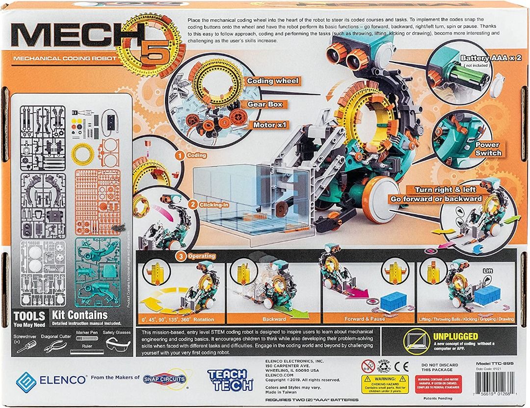 Elenco Teach Tech Mech-5 | Programmable Mechanical Robot Coding Kit | STEM Educational Toys for ...