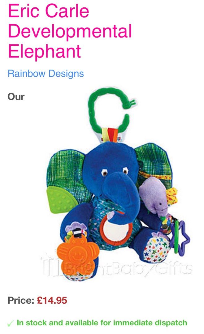 Elephant Developmental The World of Eric Carle Sensory Teether Toy with ...