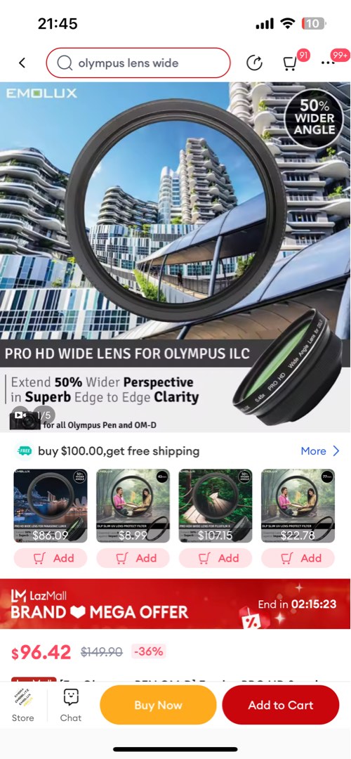 Emolux Pro HD 0.45x ultra wide converter lens for Olympus Pen OMD camera, Photography, Lens ...