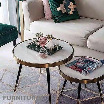 F8-0561 MARIA Marble Round Coffee Table, Furniture & Home Living ...