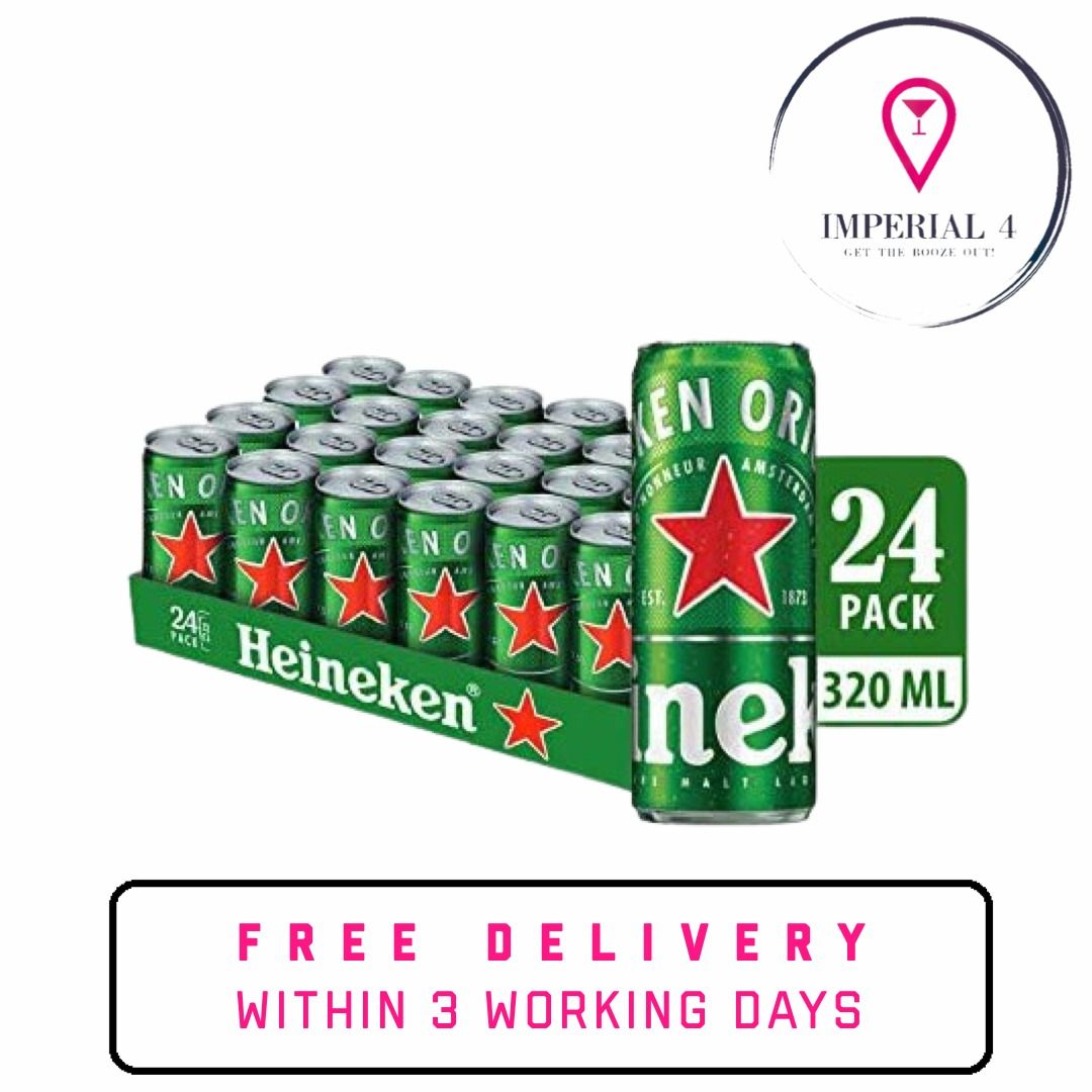 Free Grab Voucher + Heineken Slim Beer Can - 24X320ML, Food & Drinks ...
