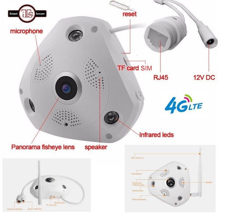 Full view WIFI 360 Degree Panoramic IP Camera 2MP CCTV 3D VR Video Cam ...