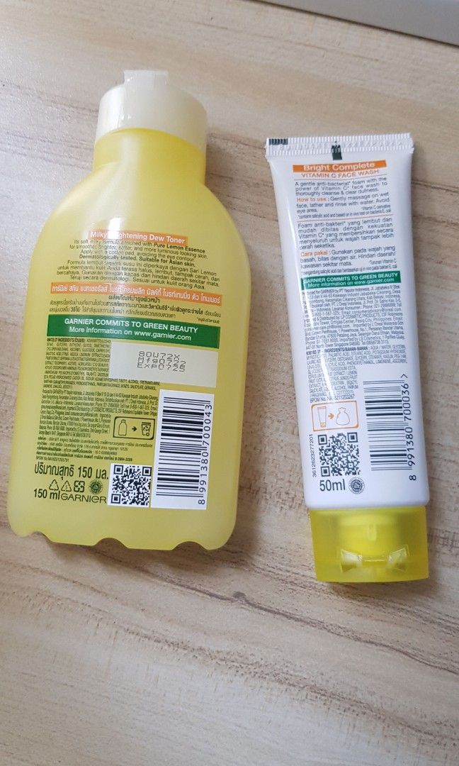 (Set) Garnier Bright Complete Vitamin C Milky Toner & Facial Wash on ... (Set) Garnier Bright Complete Vitamin C Milky Toner & Facial Wash on ...